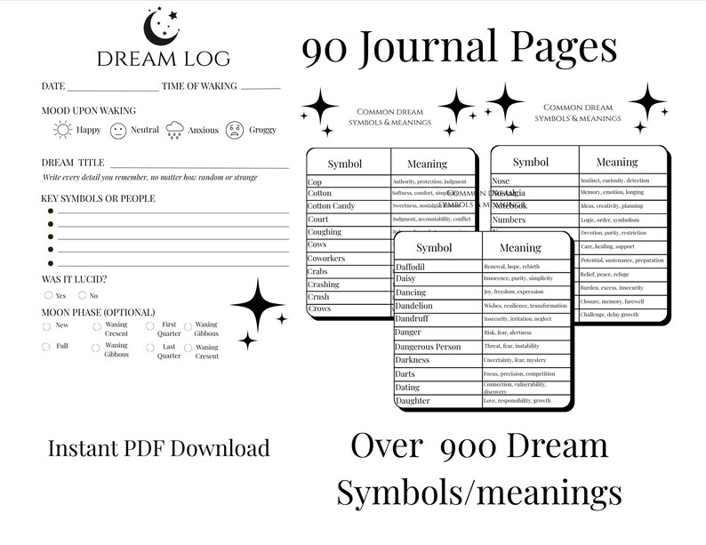 Dream Decoder Journal: 90-page Guided Dream Interpretation (digital ...