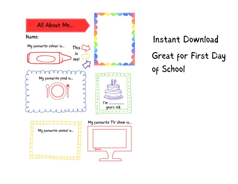 All About Me Worksheet: Back to School Printable Activity (PDF Download ...
