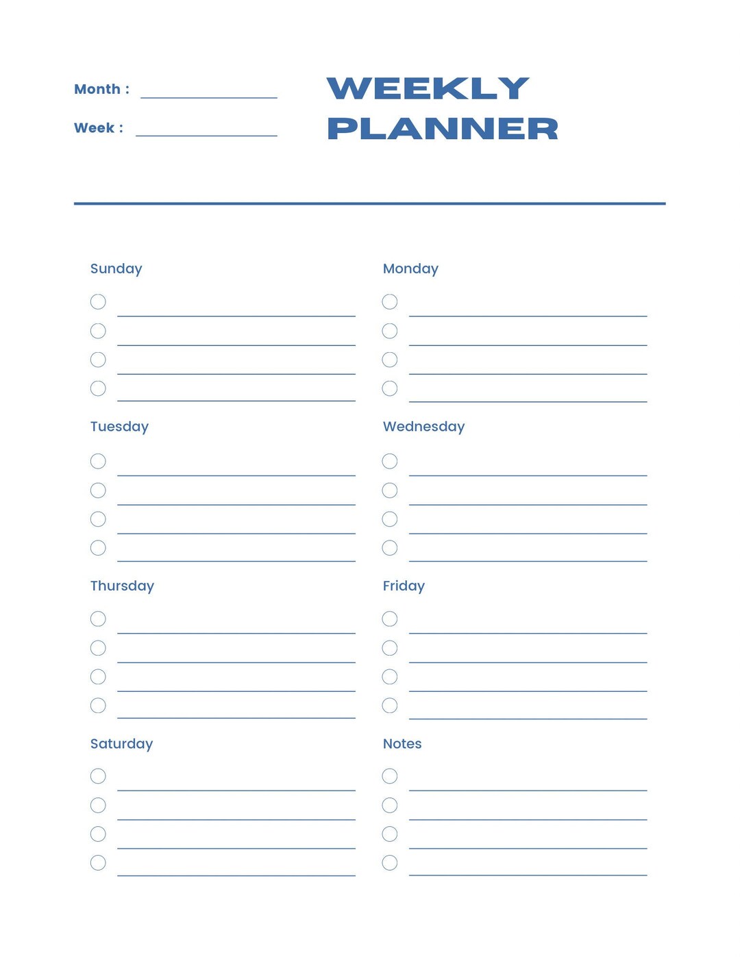 Fillable Digital Weekly Planner - Etsy