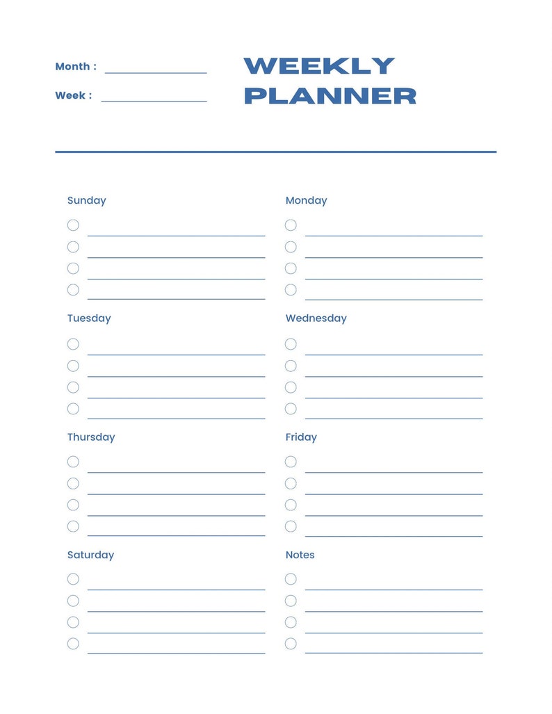 Fillable Digital Weekly Planner - Etsy