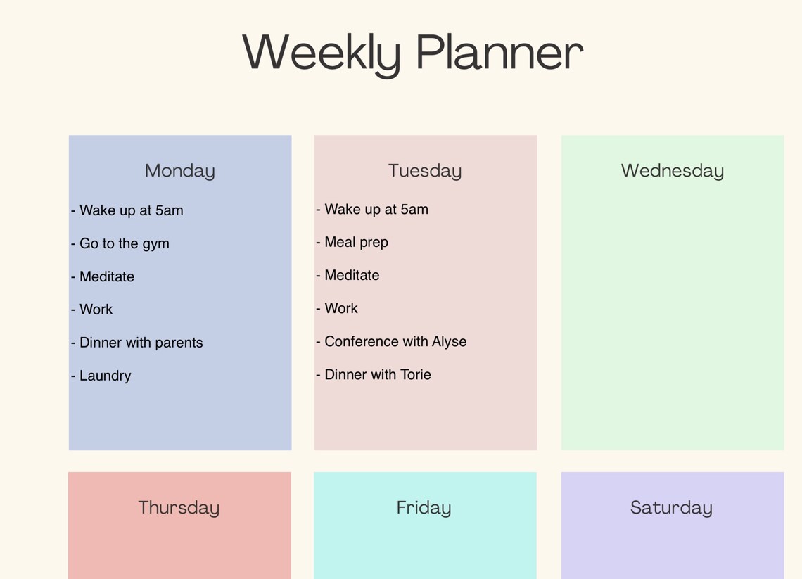 Digital, Fillable Weekly Planner PDF - Etsy