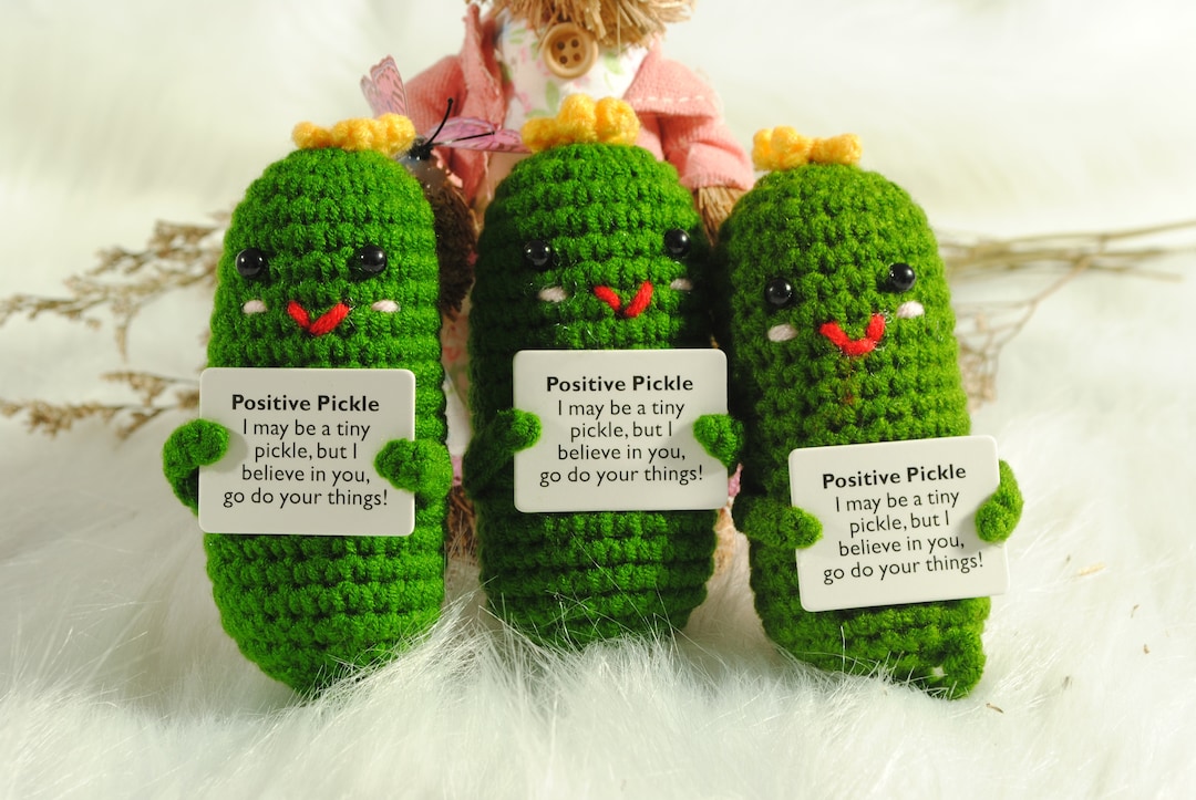 Positive Pickle Handmade Crochet Pickles Gift for Her Small Funny Gift ...