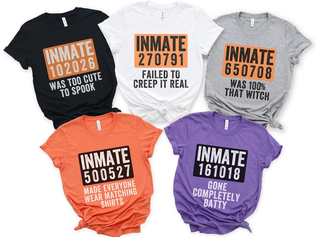 Adult Halloween Costume Shirts, Group Halloween Shirts, Inmate Costume ...