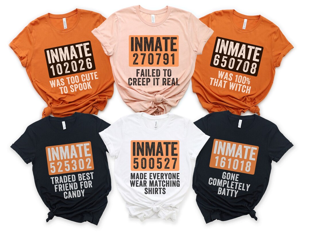 Adult Halloween Costume Shirts, Group Halloween Shirts, Inmate Costume ...
