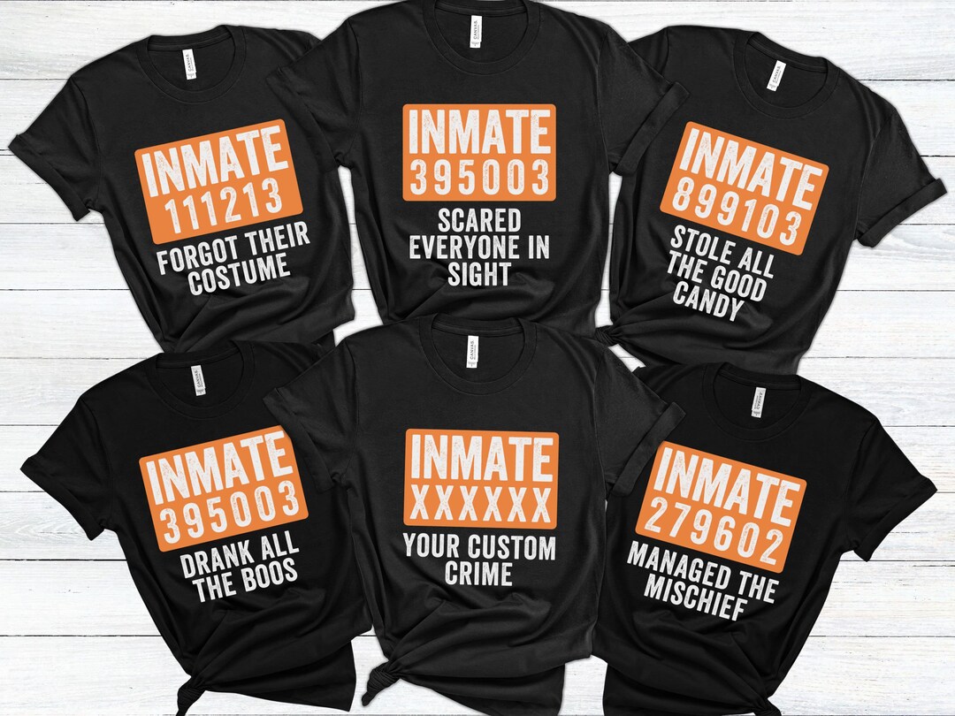 Adult Halloween Costume Shirts, Group Halloween Shirts, Inmate Costume ...
