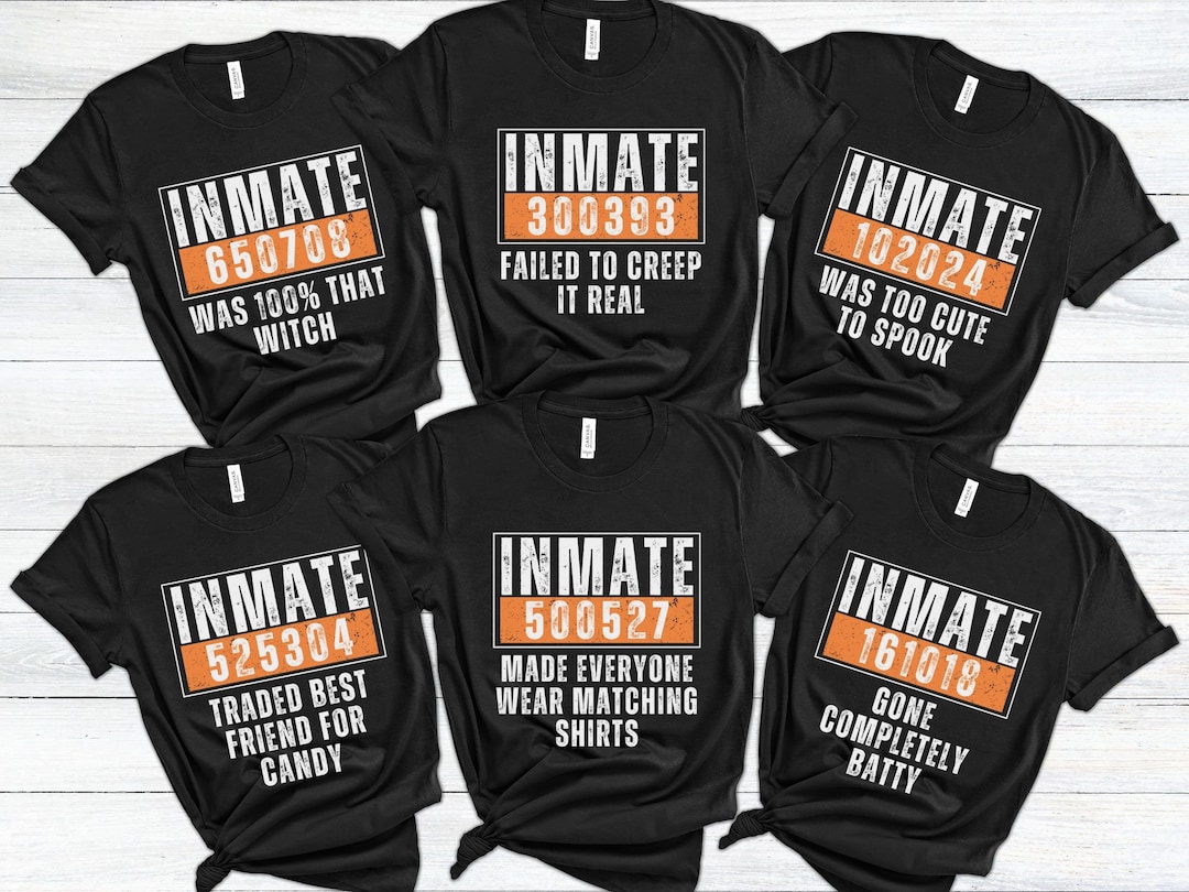 Adult Halloween Costume Shirts, Group Halloween Shirts, Inmate Costume ...