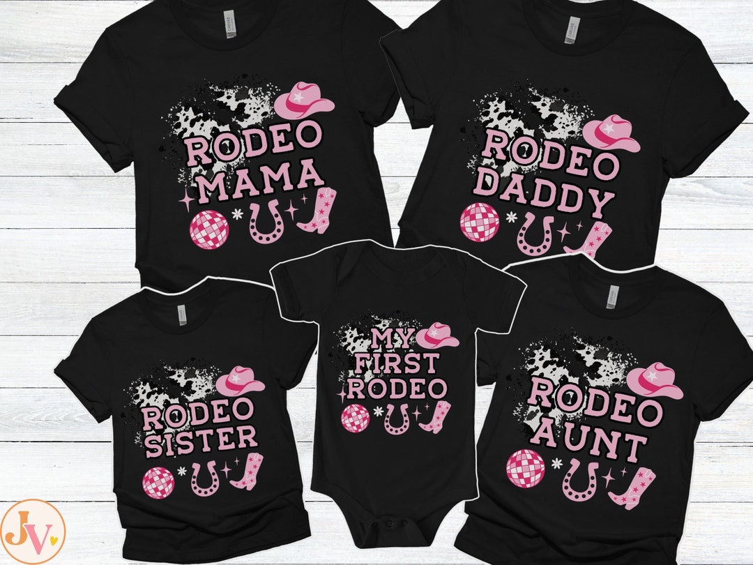 First Rodeo Birthday Party Shirts Family, Disco Cowgirl 1st Birthday ...