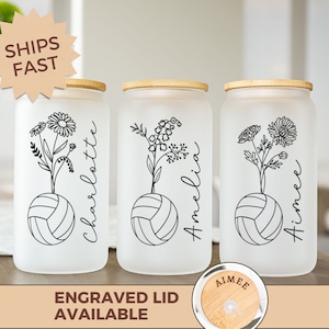 Custom Volleyball Glass Tumbler, Personalized Volleyball Gift Women ...