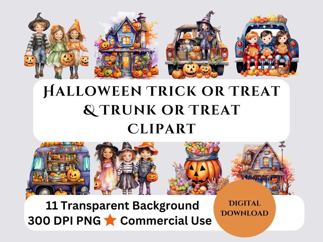 Halloween Trick or Treat Clipart Bundle: Commercial Use (digital ...