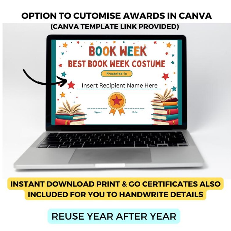 Book Week Awards: Editable Certificates for Teachers (digital Download ...