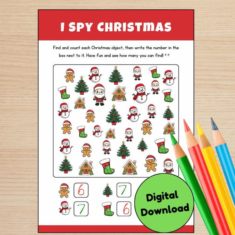 I Spy Christmas Activity Worksheets | Kids Activity Sheets Eye Spy ...