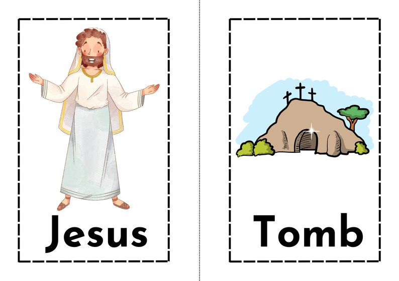 Easter Religious Flash Cards, Easter Story Flash Cards - Etsy