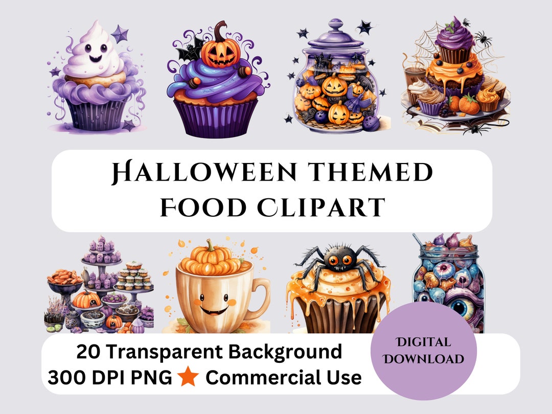 Halloween Food Clipart Bundle, Spooky Treats Clipart, Halloween Clipart ...