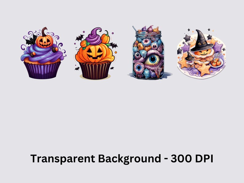 Spooky Halloween Food Clipart Bundle: Transparent PNG Graphics (digital ...