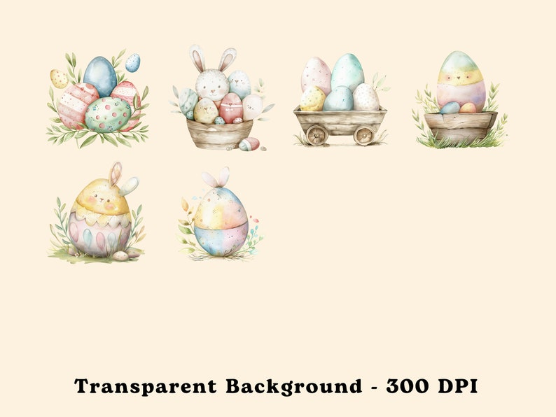 Easter Baskets and Easter Eggs Clipart Pack, Easter Clipart, Spring ...