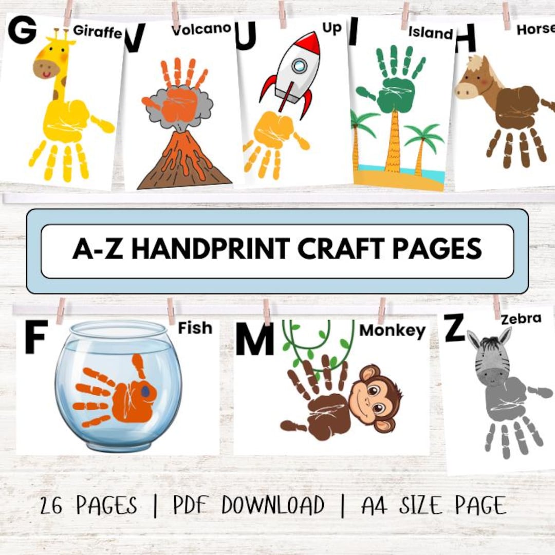 ABC Handprint Craft Pages – Printable A-Z Alphabet Art Activity for ...