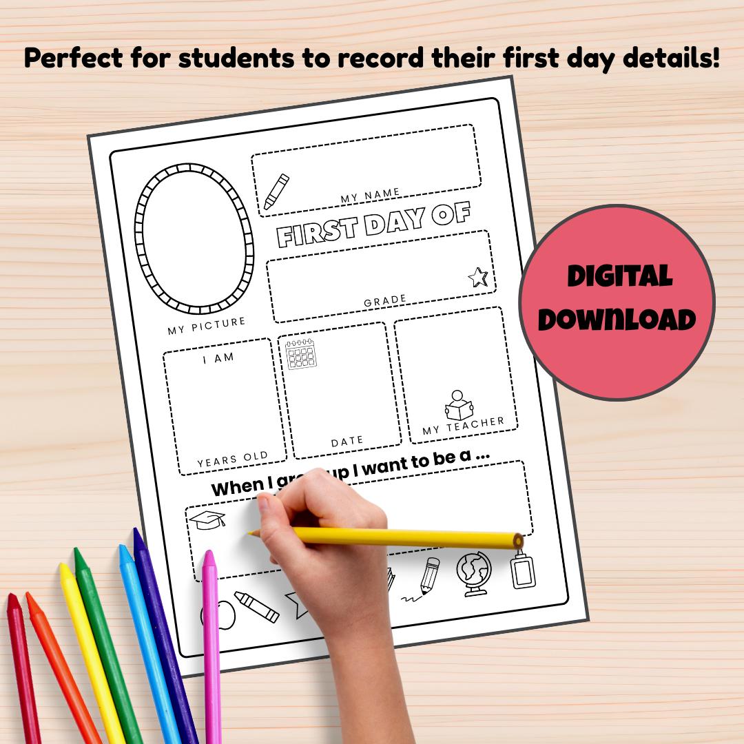 First & Last Day of School Printable | Back to School and End of Year ...