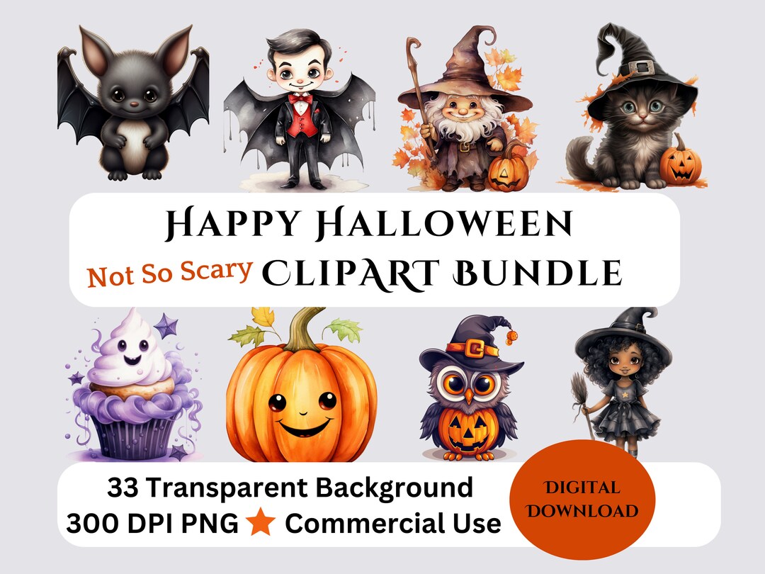 Happy Halloween NOT so Scary Clipart Bundle, Cute Halloween Clipart ...
