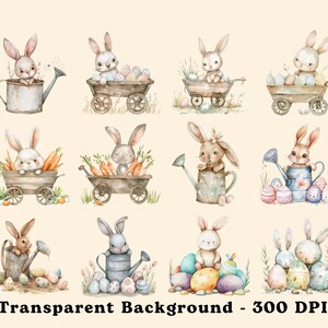 Cute Easter Bunny Clipart Pack, Cute Easter Bunny, Spring Clipart ...
