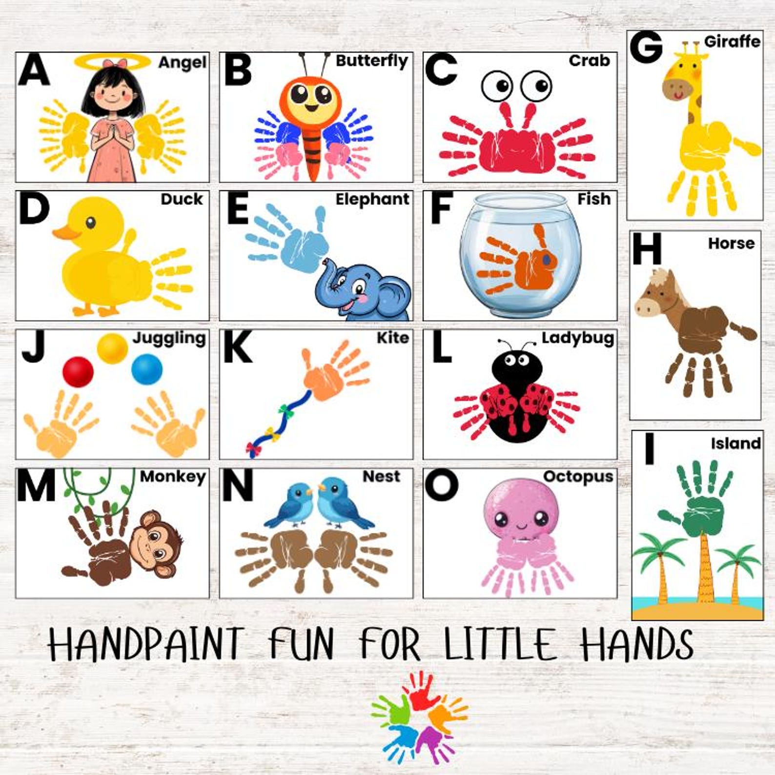 ABC Handprint Art: A-Z Alphabet Craft Activity (PDF) - Etsy
