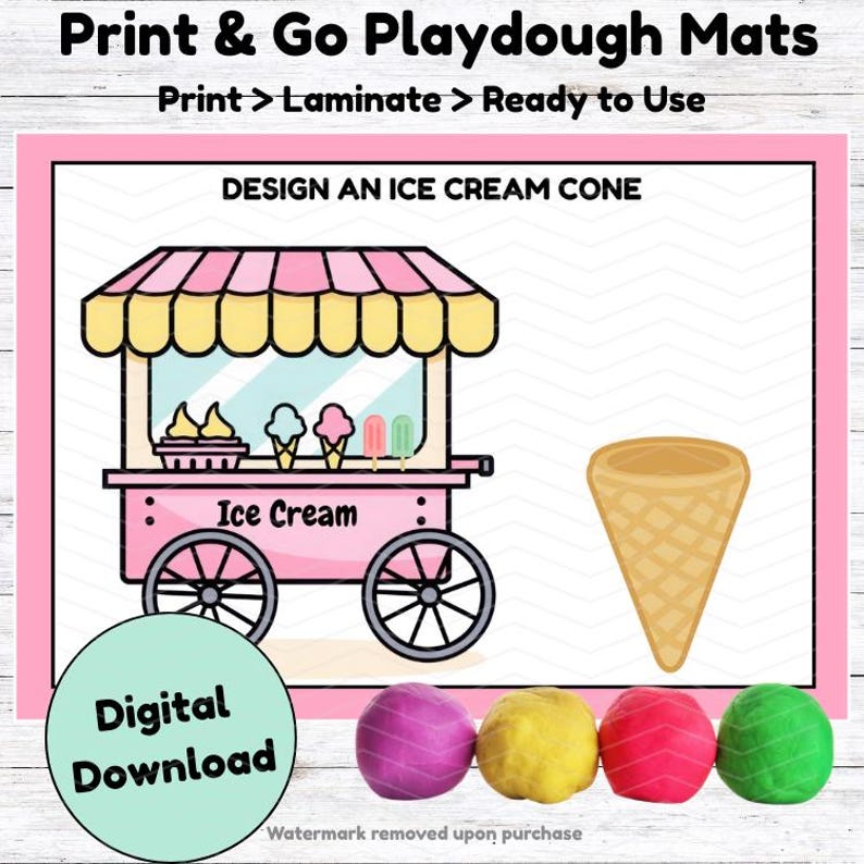 Ice Cream Playdough Mats Printable PDF | Summer Activity for Kids ...