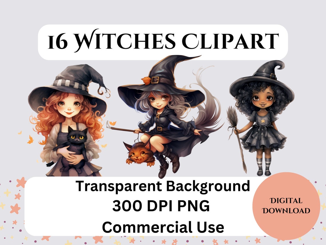 Halloween Witches Clipart, Cute Halloween Witches Clipart, Witches ...