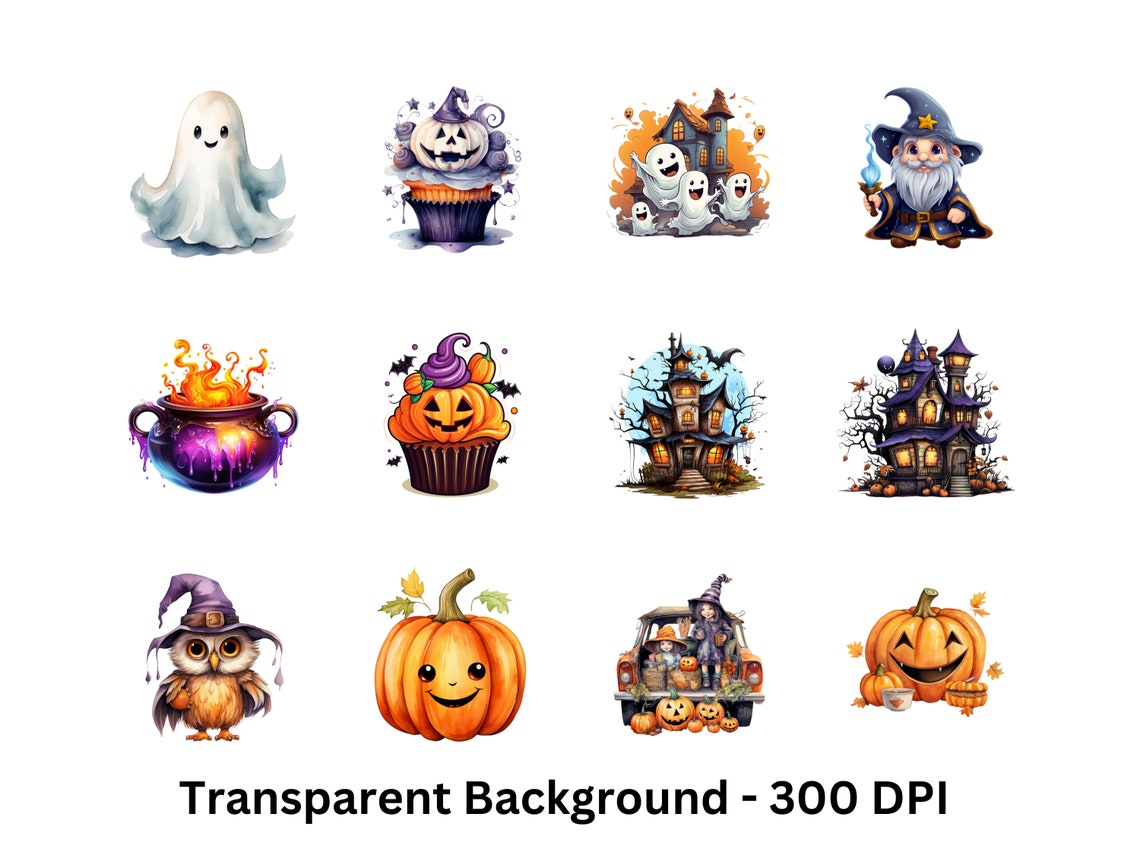 Halloween Clipart Bundle, Cute Halloween Clipart, Spooky Halloween ...