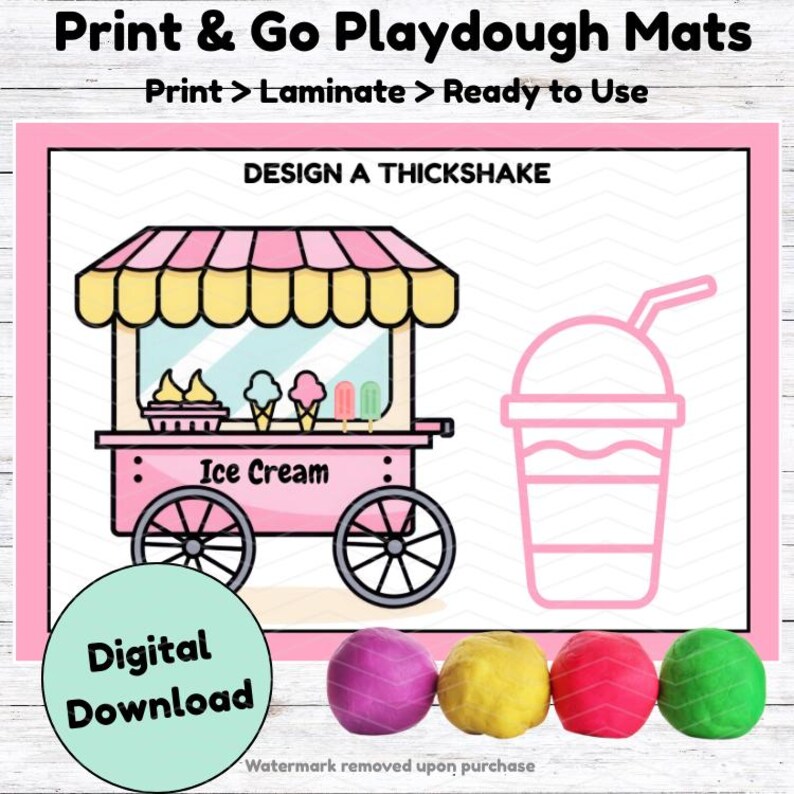 Ice Cream Playdough Mats Printable PDF | Summer Activity for Kids ...