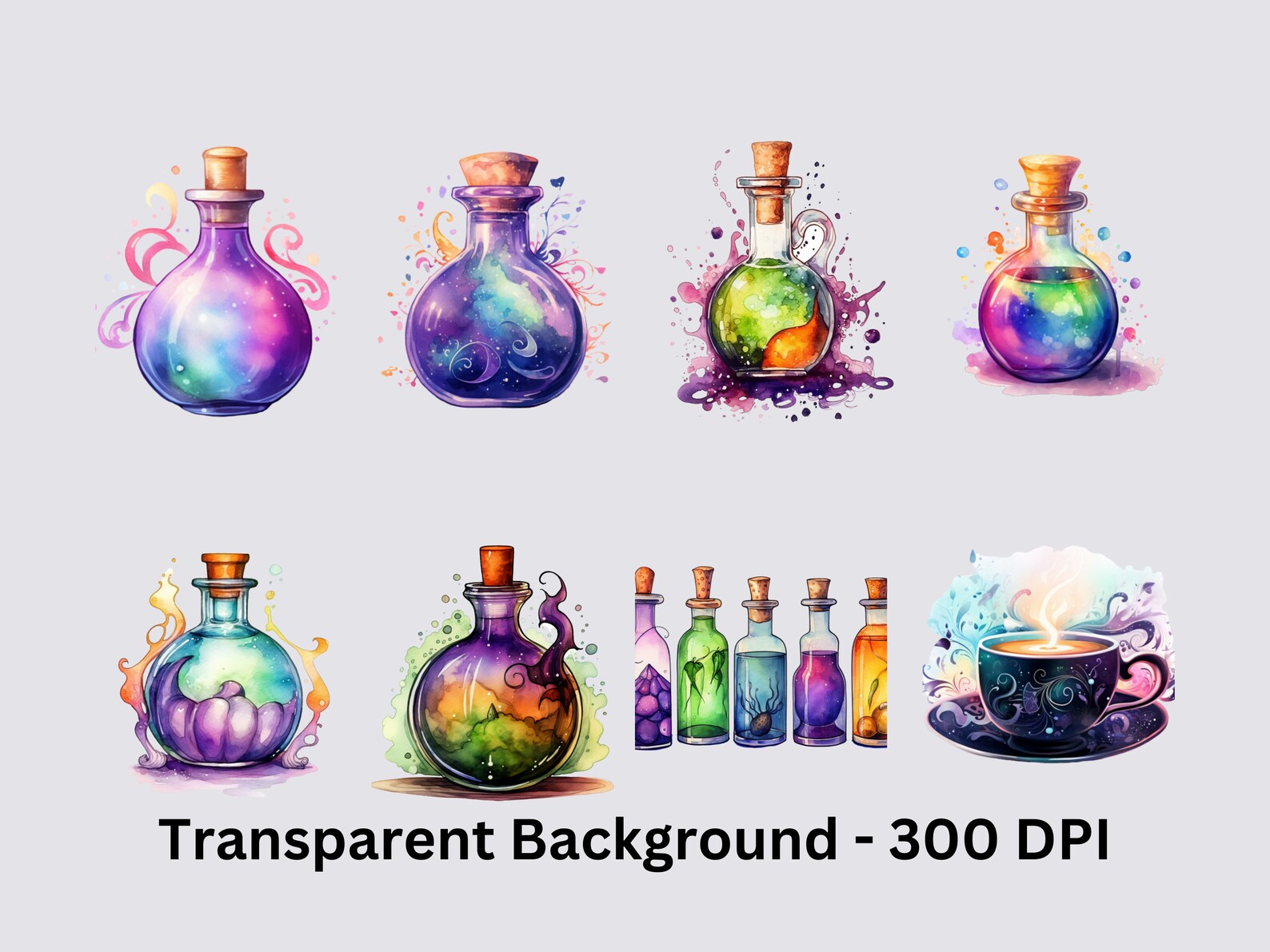 Halloween Cauldrons & Potions Clipart, Halloween Potions Clipart Bundle ...