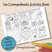 Ten Commandments Activity Sheet: Bible Coloring & Puzzle (PDF) - Etsy