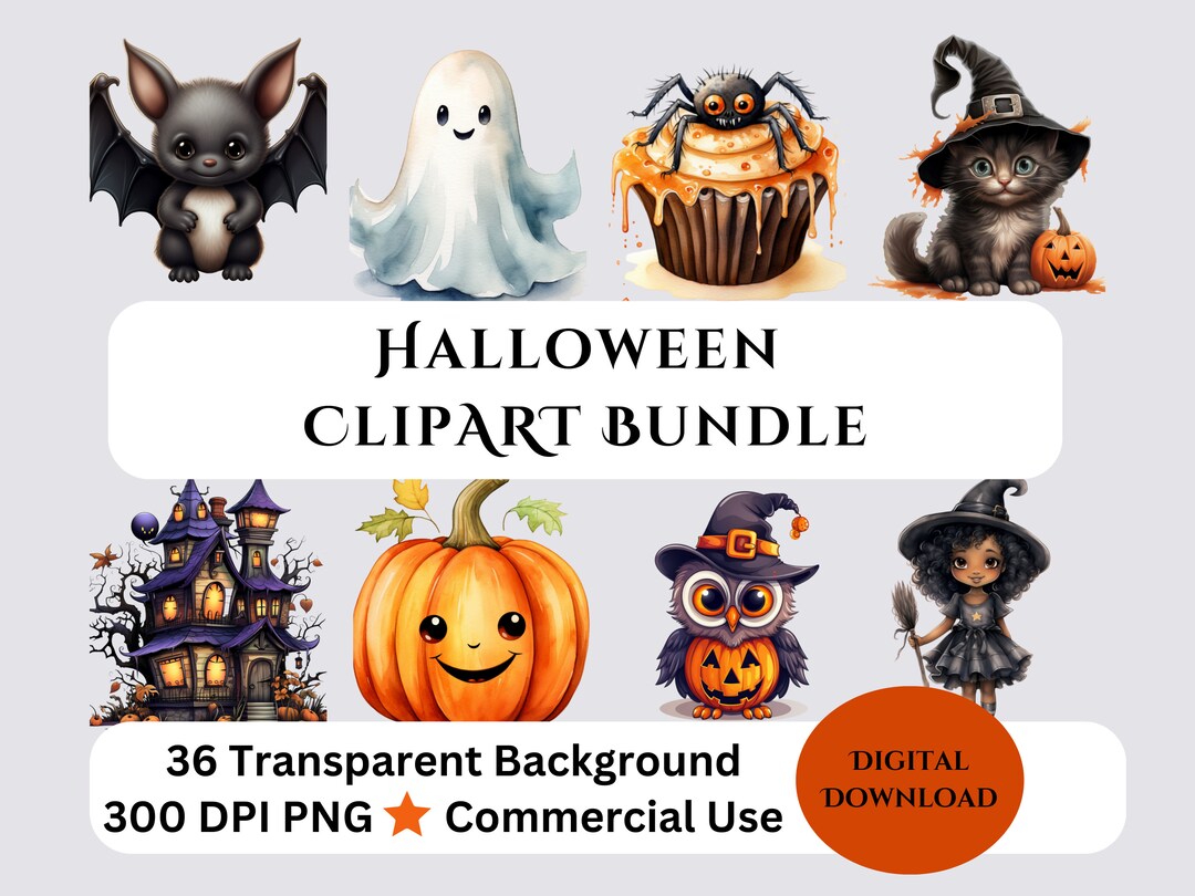 Halloween Clipart Bundle, Cute Halloween Clipart, Spooky Halloween ...