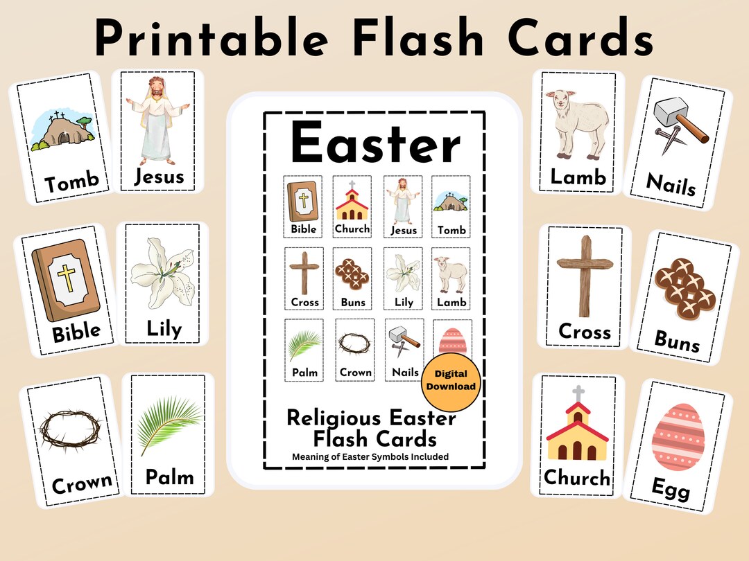 Easter Religious Flash Cards, Easter Story Flash Cards - Etsy