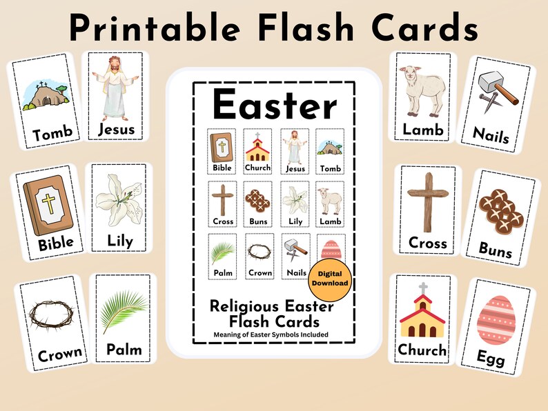 Easter Religious Flash Cards, Easter Story Flash Cards - Etsy