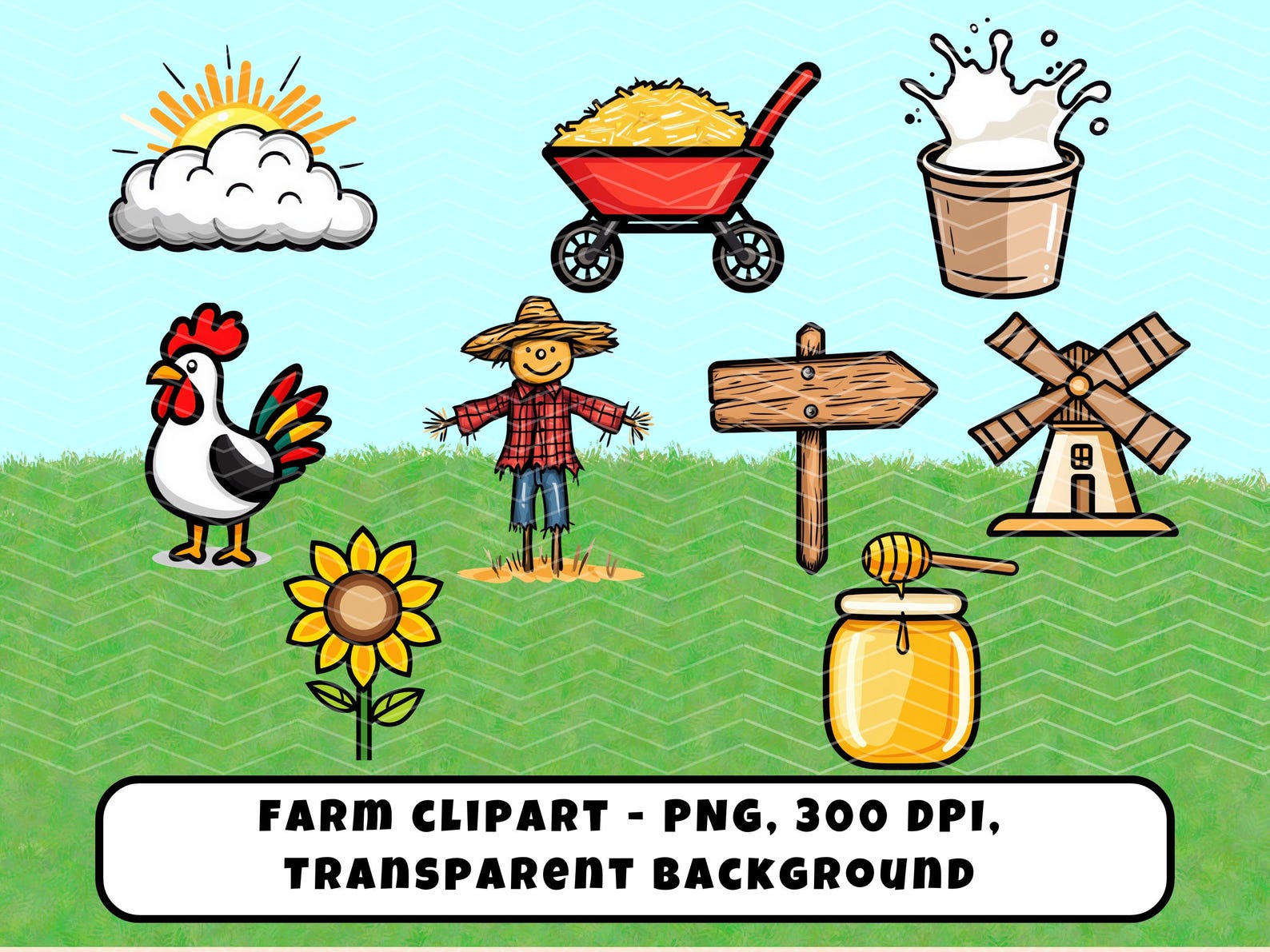 Farm Animals Clipart PNG | Cute Barnyard Animals & Farm Scene ...