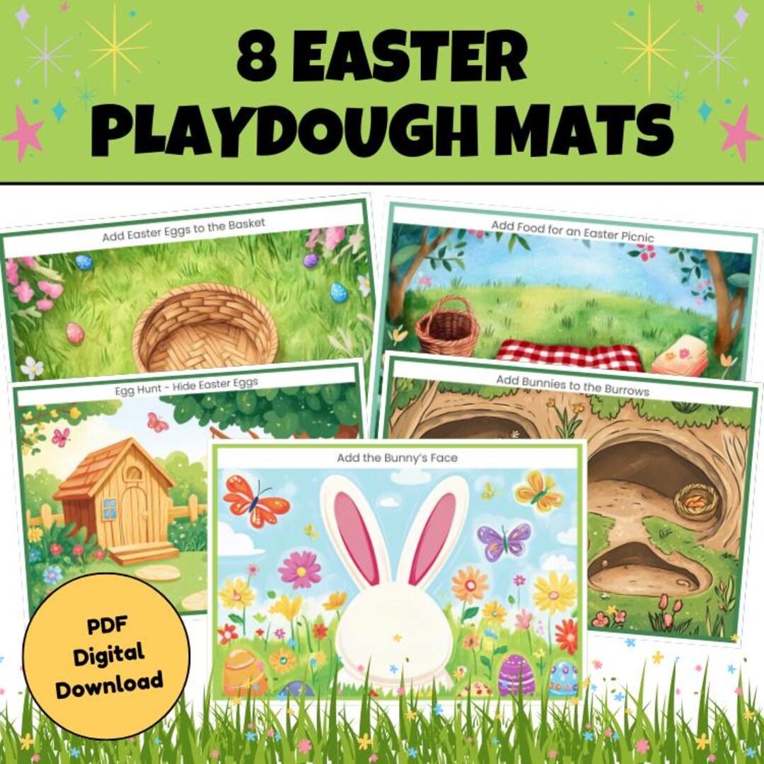 8 Easter Playdough Mats – Printable Fine Motor Sensory Activity for ...
