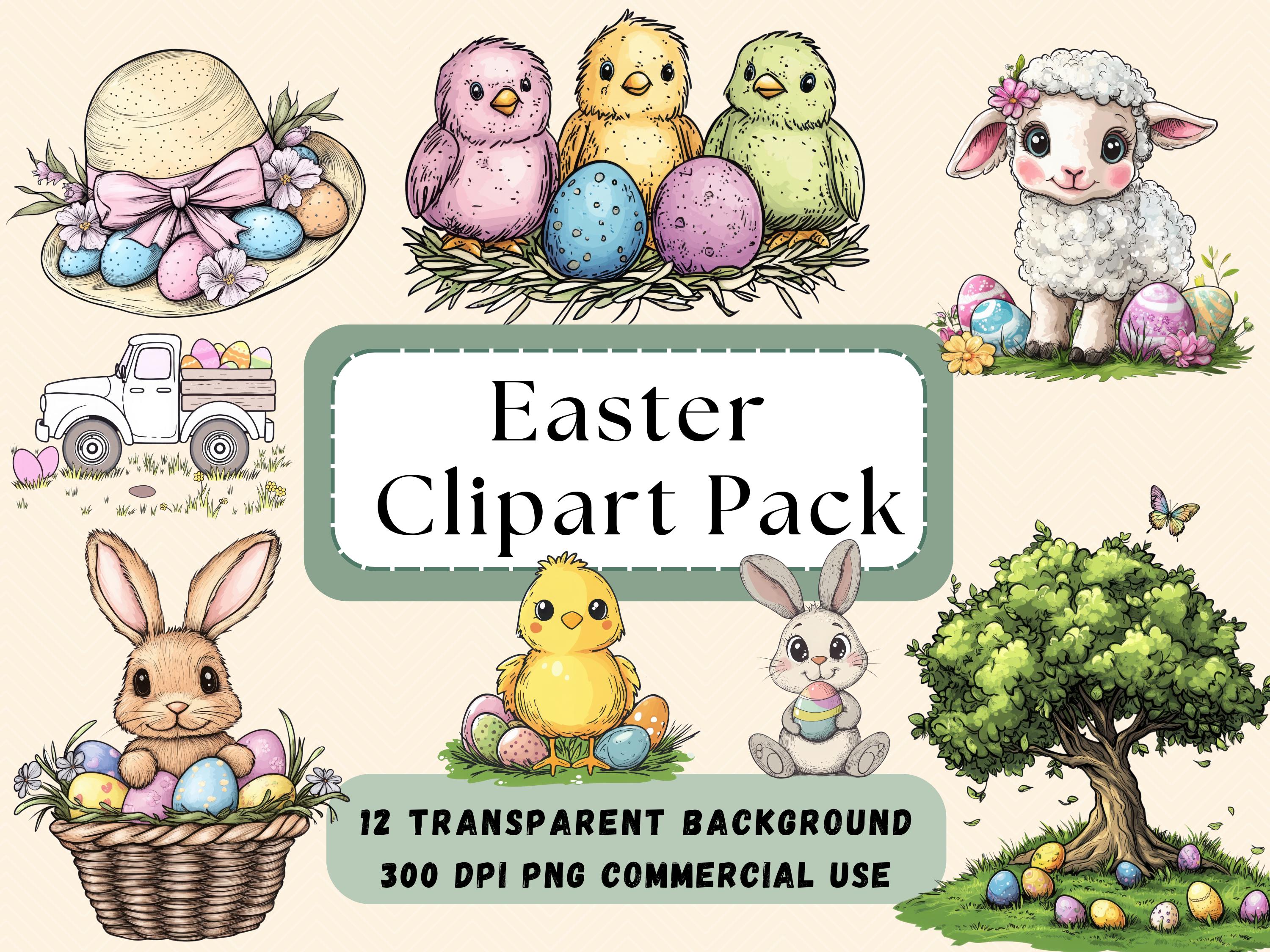 Easter Clipart Bundle | Bunny, Chick, Lamb PNG (digital Download - Etsy