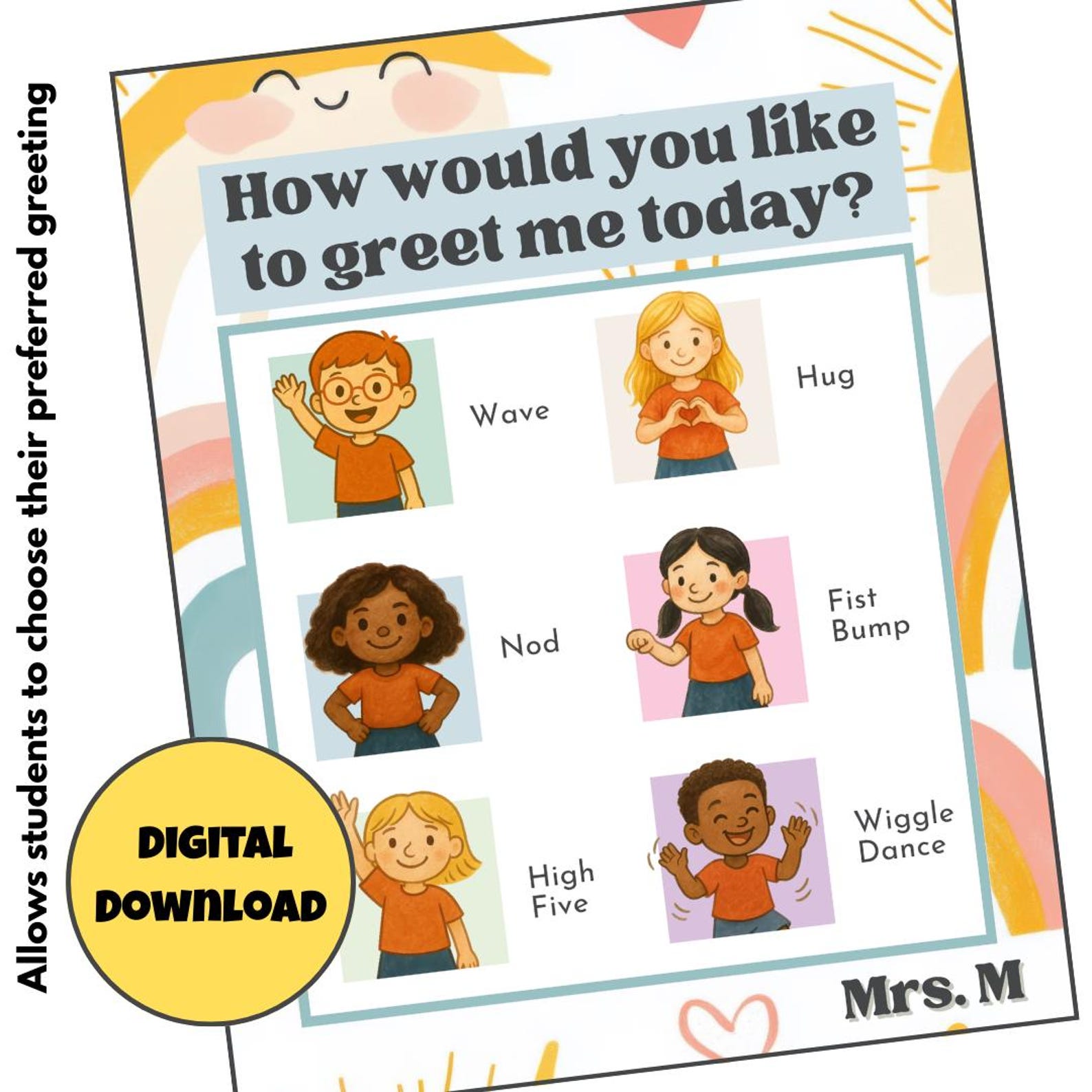 Classroom Greetings Poster: Visual SEL Check-in Chart (digital Download ...