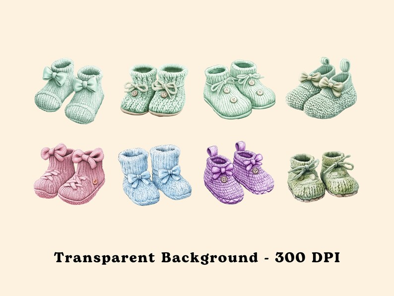 Cute Baby Booties Clipart Pack, Baby Shoes Clipart, Commercial Use ...