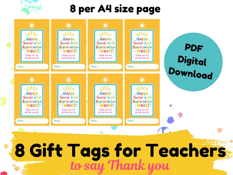 Printable Teacher & Staff Appreciation Gift Tags | Thank You Tags for ...
