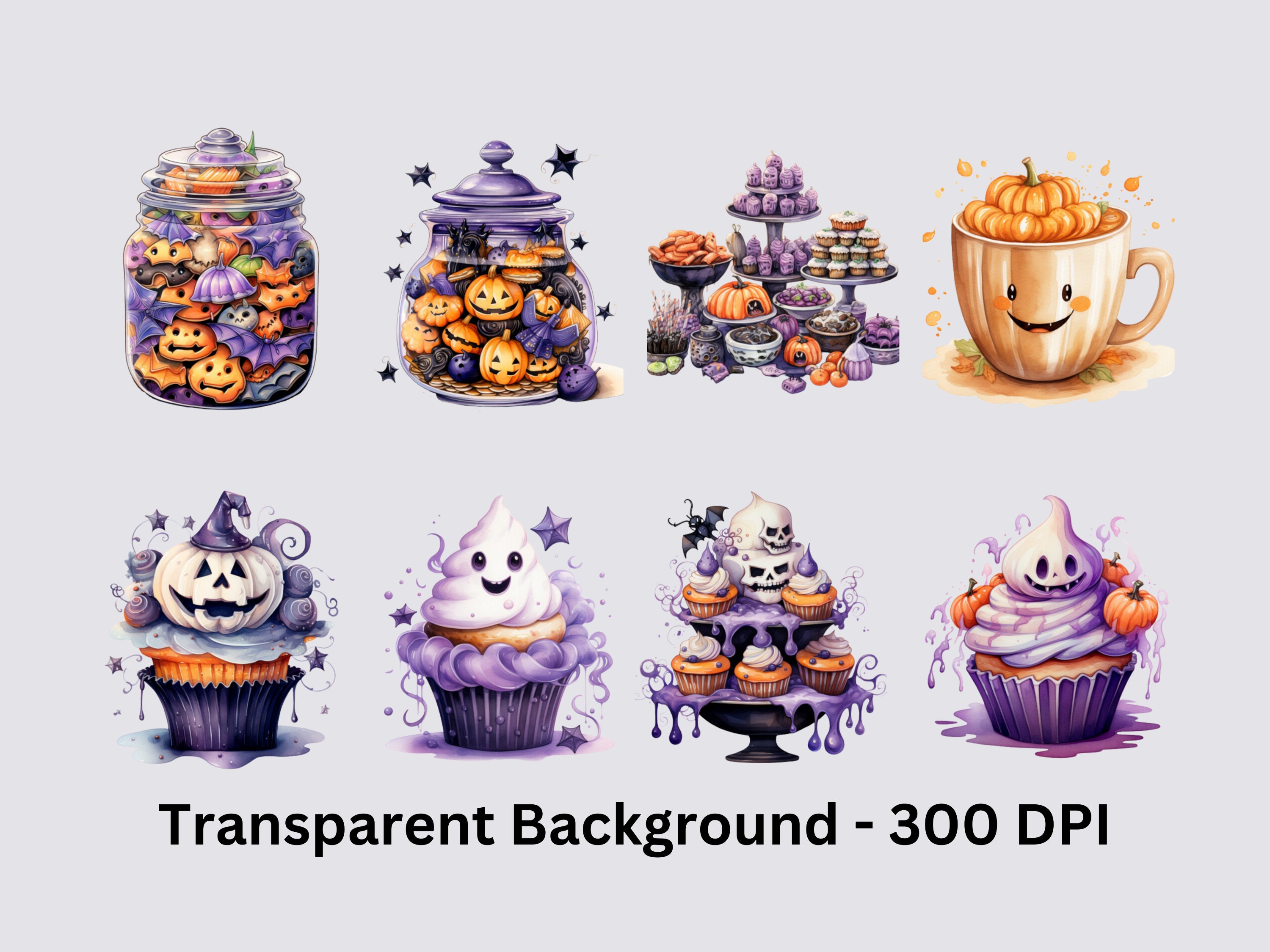 Spooky Halloween Food Clipart Bundle: Transparent PNG Graphics (digital ...