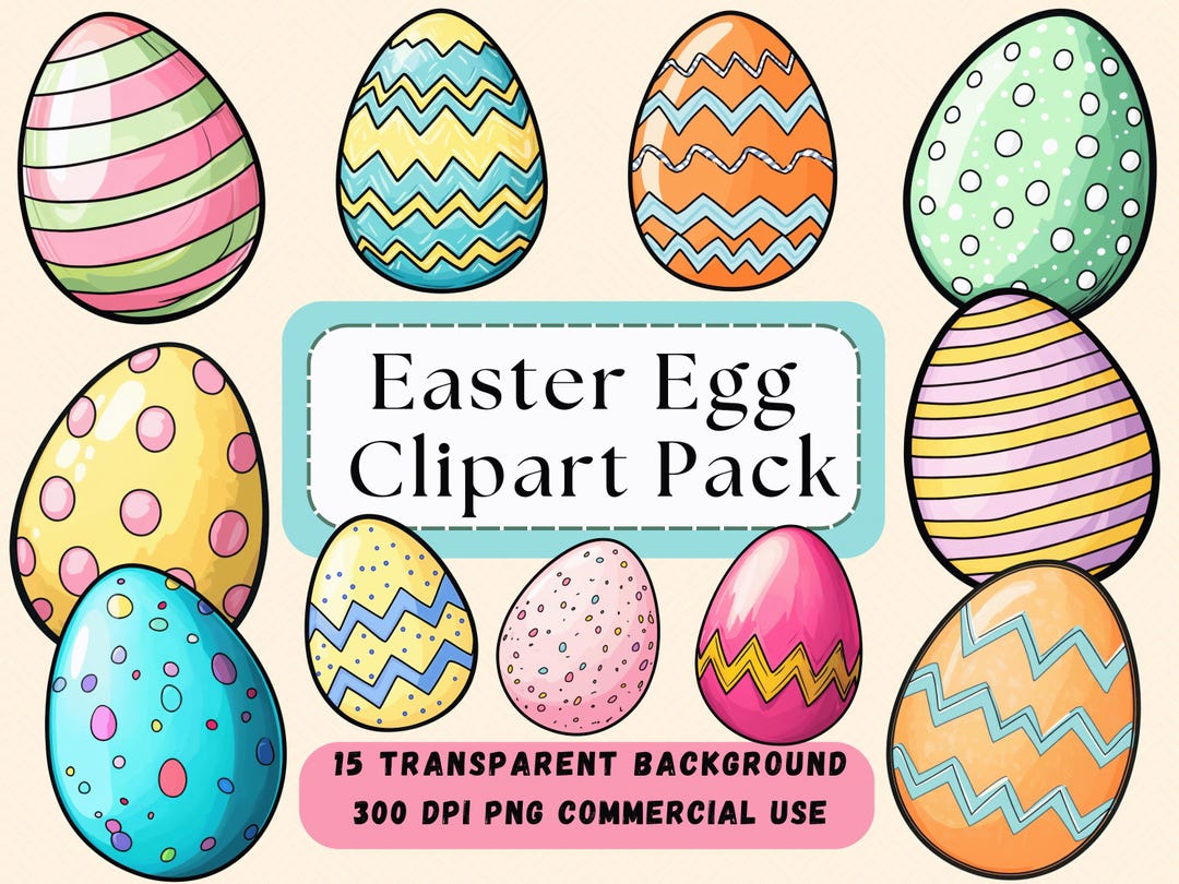 Colorful Easter Egg Clipart: 15 PNG Graphics (digital Download) - Etsy