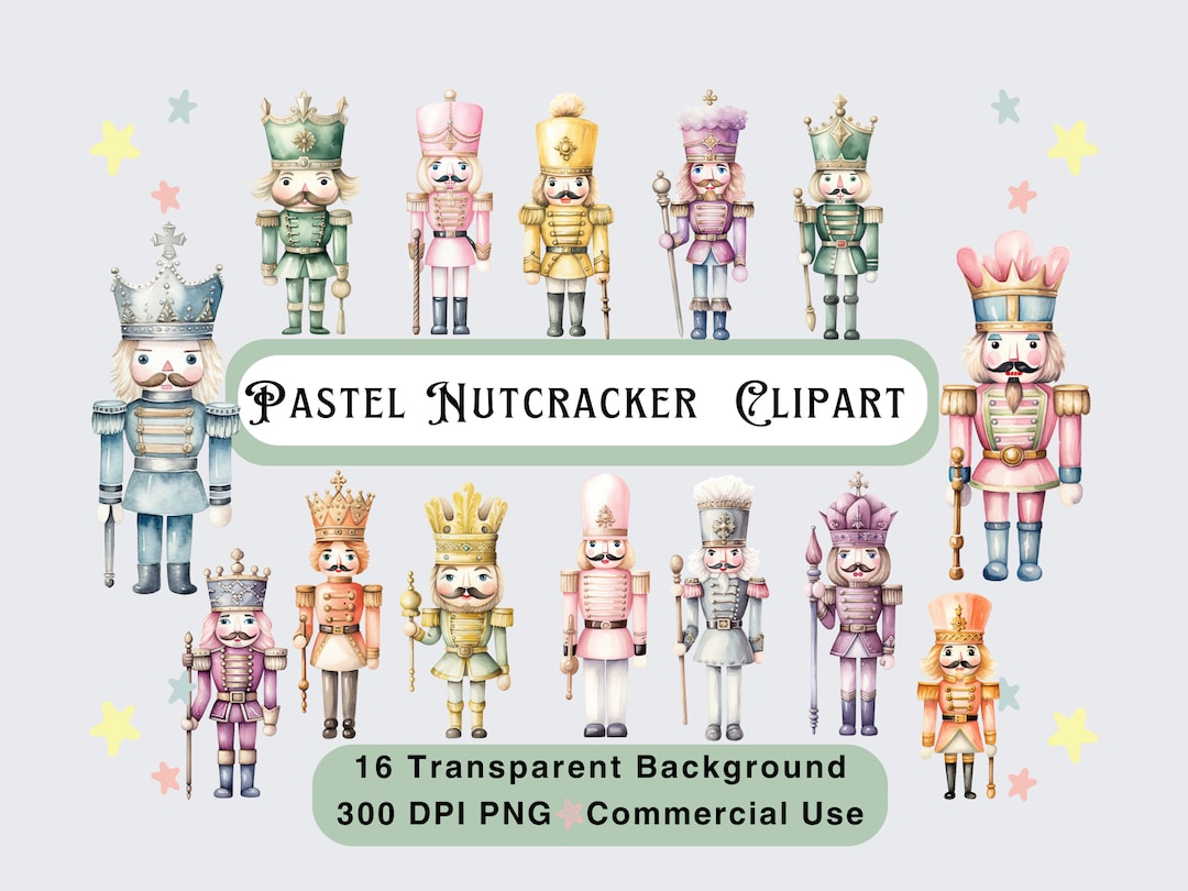 Pastel Nutcracker Clipart, Christmas Clipart, Watercolor Christmas Clip ...