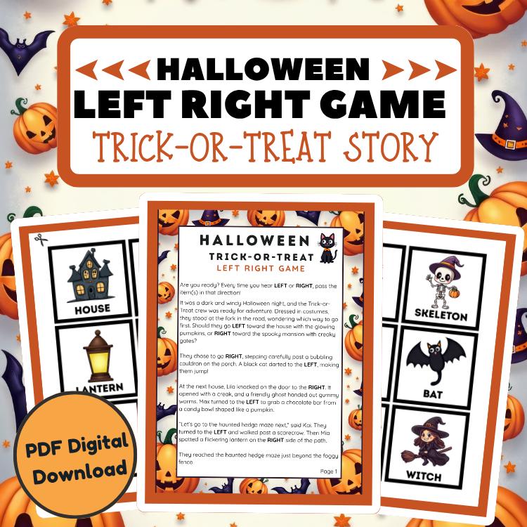 Halloween Left Right Game for Kids: Trick or Treat Story (PDF Download ...