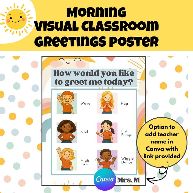 Morning Greeting Choice Poster for Classroom | Visual SEL Check-in ...