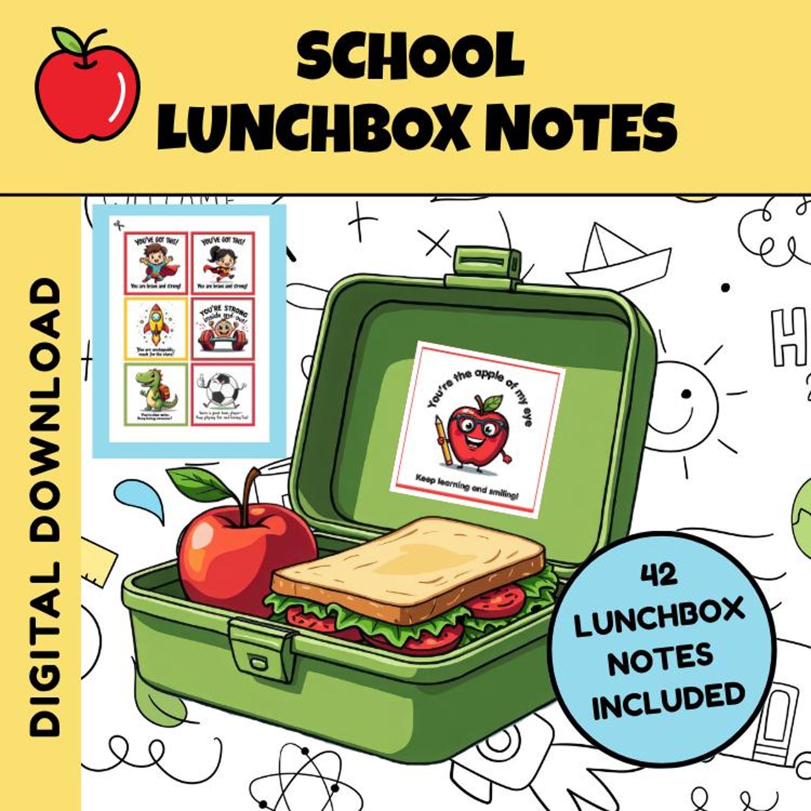 Kids Lunchbox Notes: 42 Printable Encouragement Cards (PDF Download) - Etsy