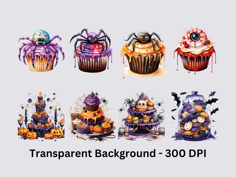 Spooky Halloween Food Clipart Bundle: Transparent PNG Graphics (digital ...