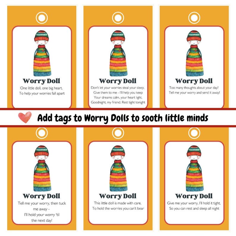 Worry Doll Printable Tags for Kids | Calm Big Feelings & Anxiety ...