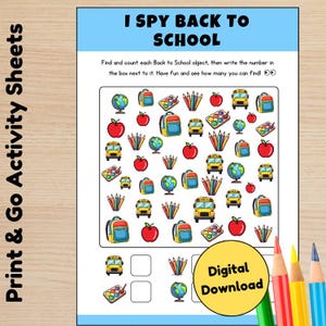Back to School I Spy Game: Printable Activity Sheets (digital PDF ...