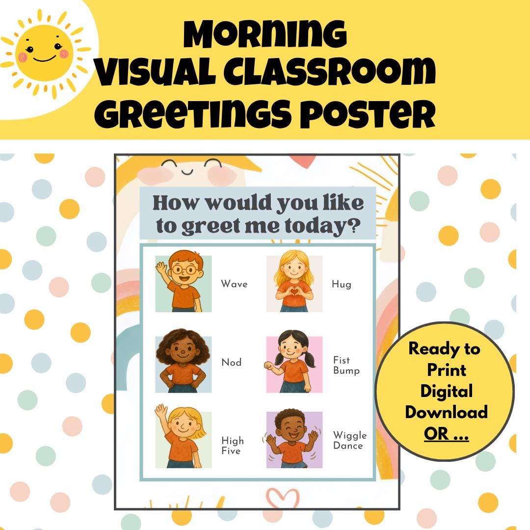 Classroom Greetings Poster: Visual SEL Check-in Chart (digital Download ...