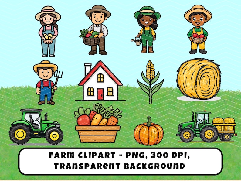 Farm Animals Clipart PNG | Cute Barnyard Animals & Farm Scene ...
